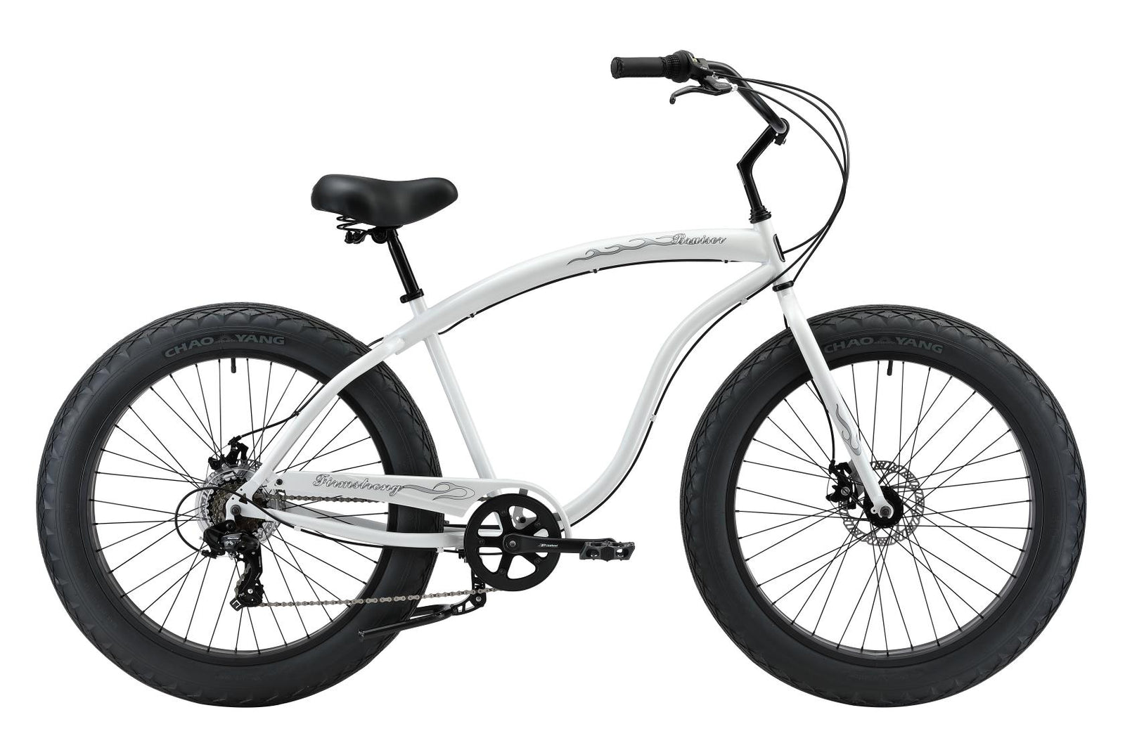Firmstrong Bruiser 4" Fat Tire 7 Speed Beach Cruiser Bike White
