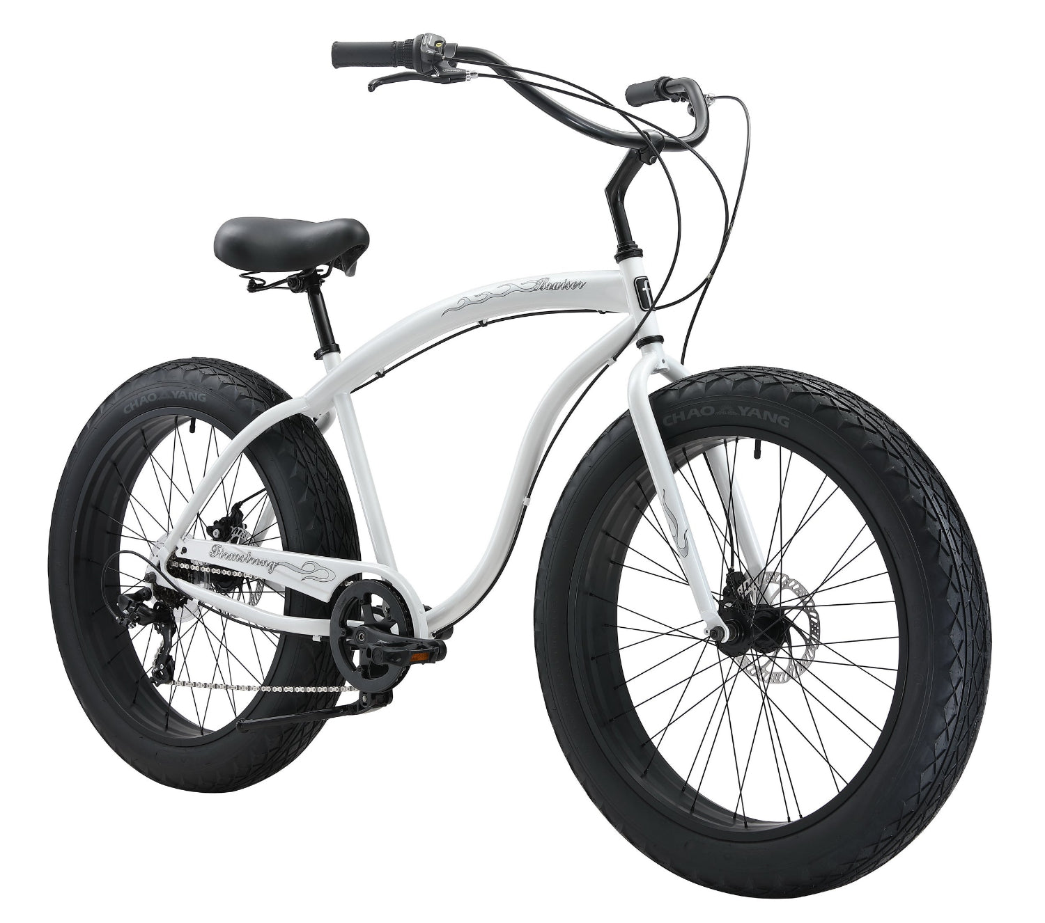 Firmstrong Bruiser 7 Speed 4" Fat Tire Beach Cruiser Bike White